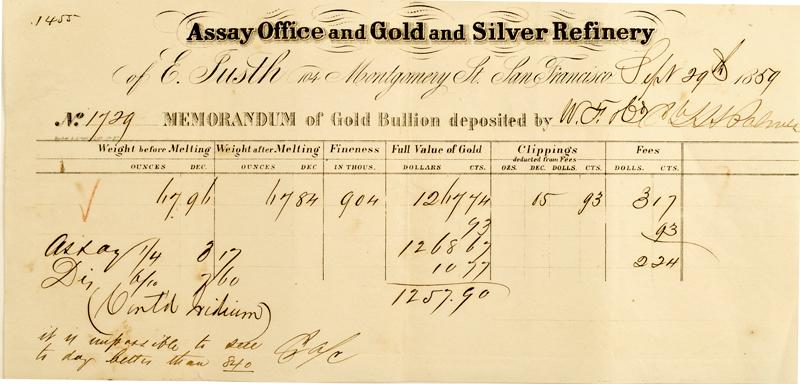 San Francisco,CA - 1860 - Wells Fargo / E. Justh Company Receipt