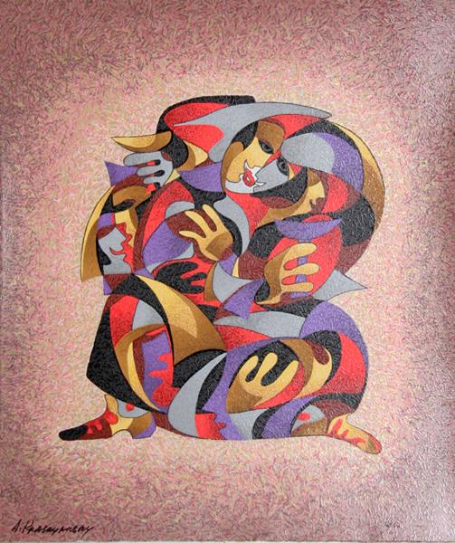 Anatole Krasnyansky, Kissing Lovers, Serigraph