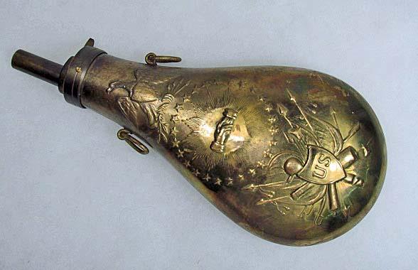 OLD WEST COWBOY ERA GUN POWDER FLASK - BRASS - App