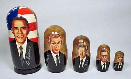 SET OF 5 US PRESIDENTS - RUSSIAN NESTING DOLLS - O
