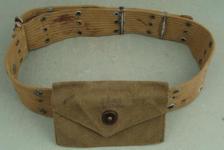 WWII U.S. GI WEB COMBAT BELT W/POUCH-BELT MARKED 1943-P