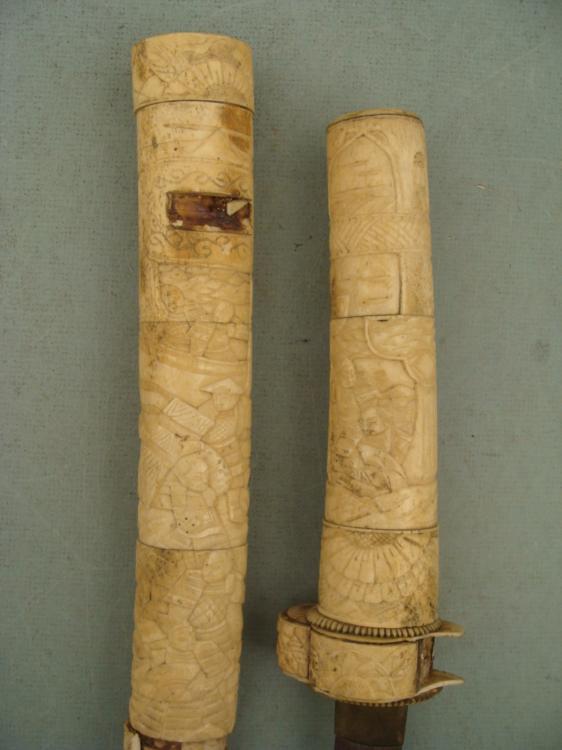 CARVED IVORY JAPANESE SAMURAI SWORD-ANTIQUE
