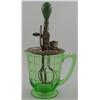 Green Depression Glass A & J Beater Mixer and Handled Bowl
