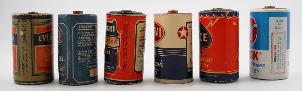 Six Vintage "D" Cell Batteries