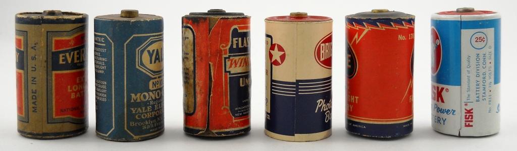 Six Vintage "D" Cell Batteries