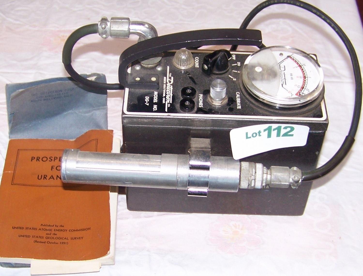 Vintage 1951 Detection Geiger Counter w/ original manuals. Model No DG-7