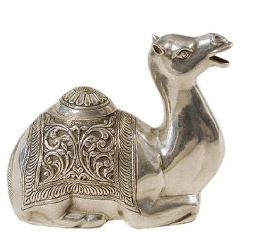 Sterling Sitting Camel Figurine - Hand Made Heavily Decorated Sitting ...