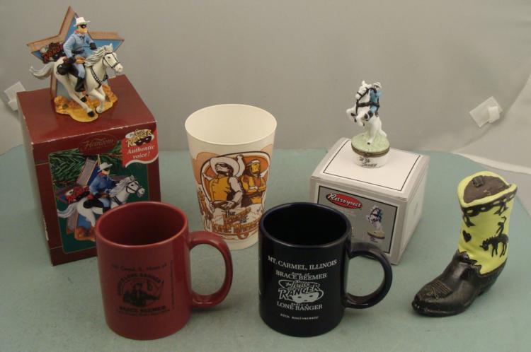 6 Lone Ranger Brace Beemer Mugs, Vintage Cup, Ornaments