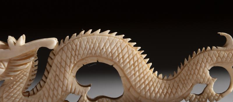 Finely Carved Chinese Ivory Dragon on Stand