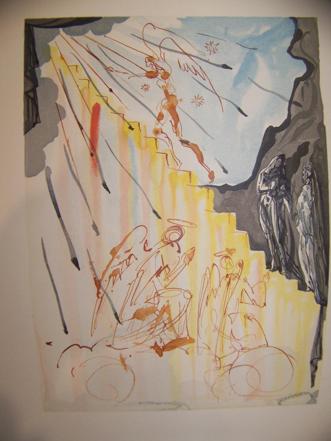 Salvador Dali woodcut from Divine Comedy. Paradise #21 The Magic Ladder ...
