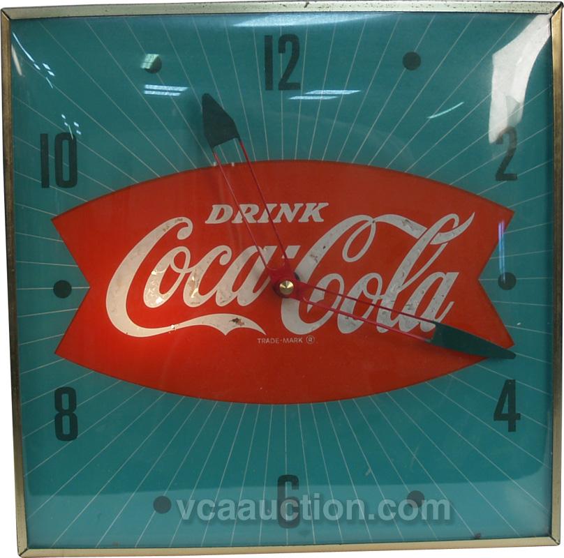 Vintage Wall Mount Light-Up Coca Cola Pam Clock c1960's