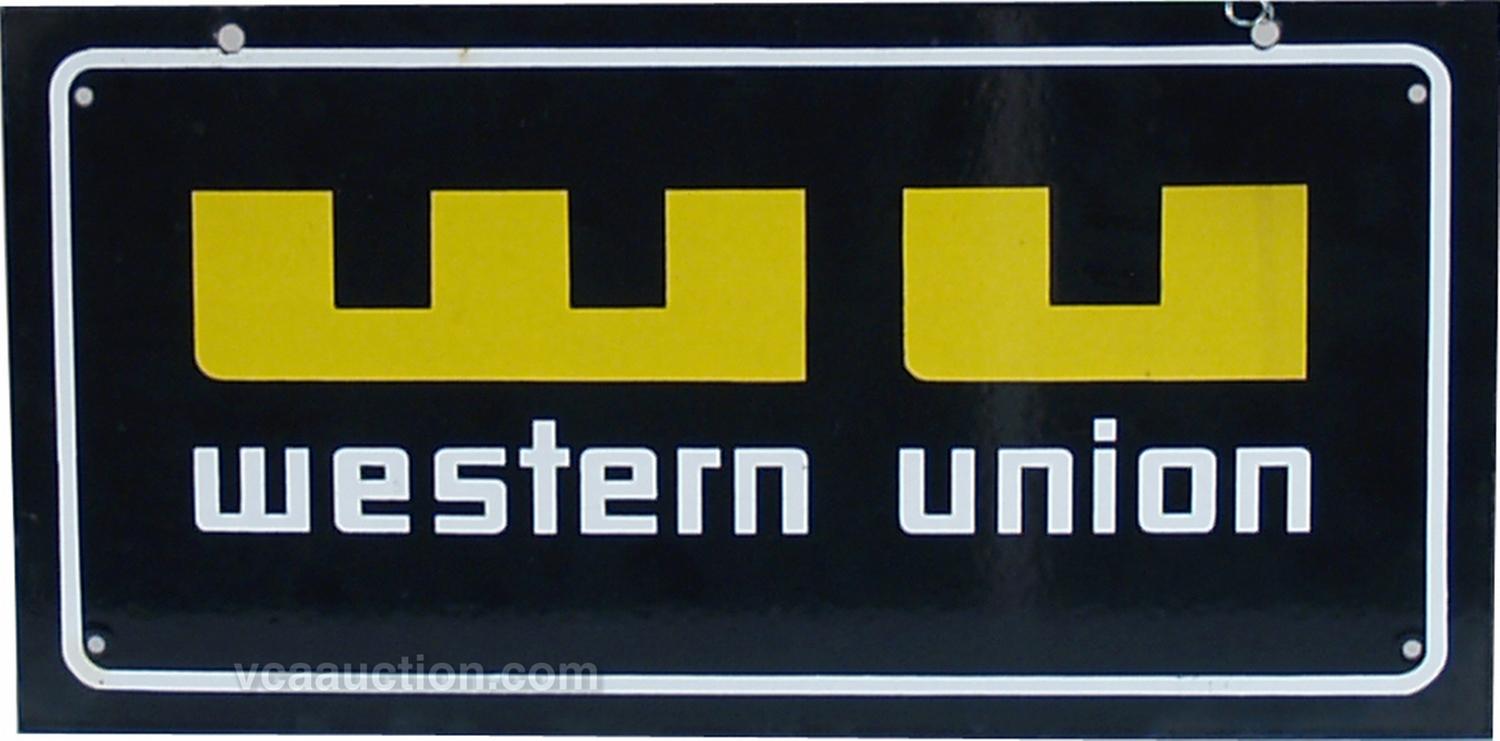 "Western Union" Double Sided Porcelain Sign