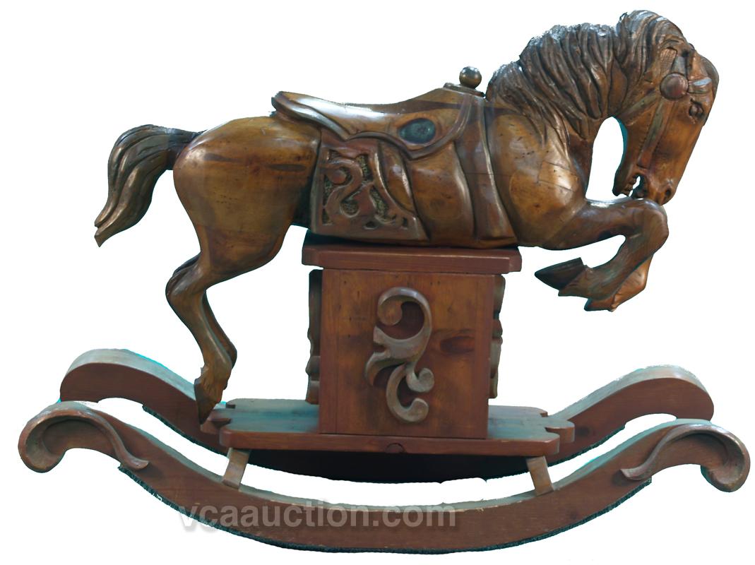 Large Wood Carved Rocking Horse