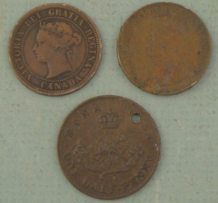 2-canadian-large-cents-1882h-1913-half-penny-1852
