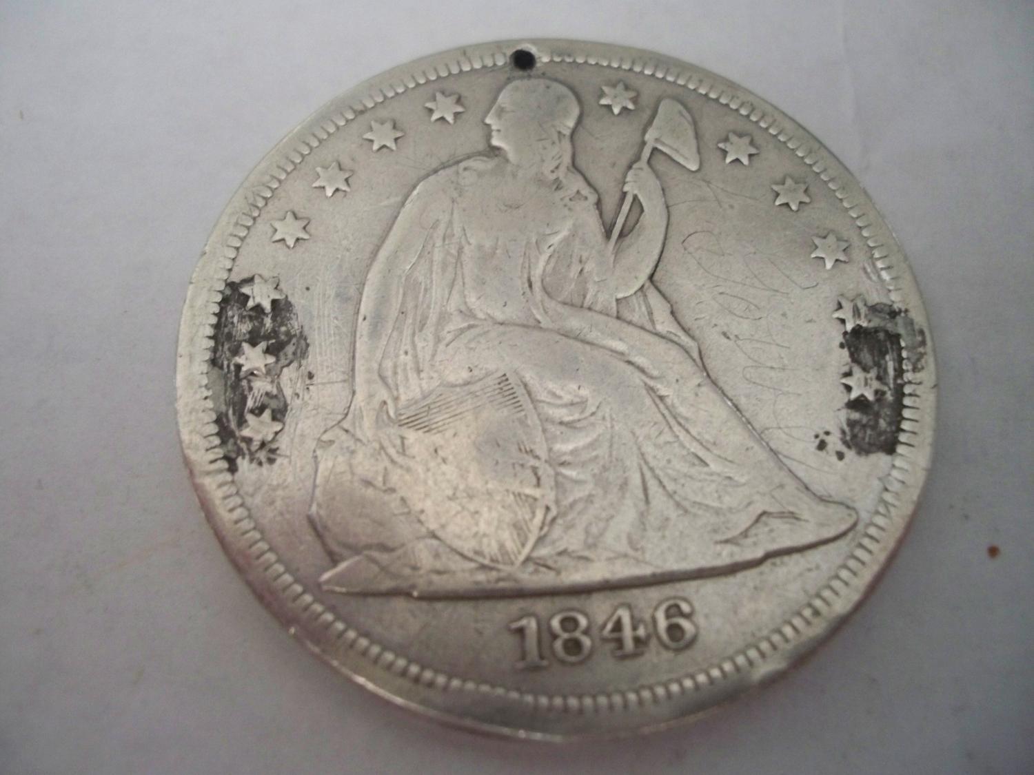 1846 Liberty Seated (no motto) Silver Dollar - VG