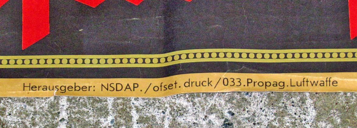 WW2 GERMAN NAZI LUFTWAFFE PROPAGANDA POSTER - Appr