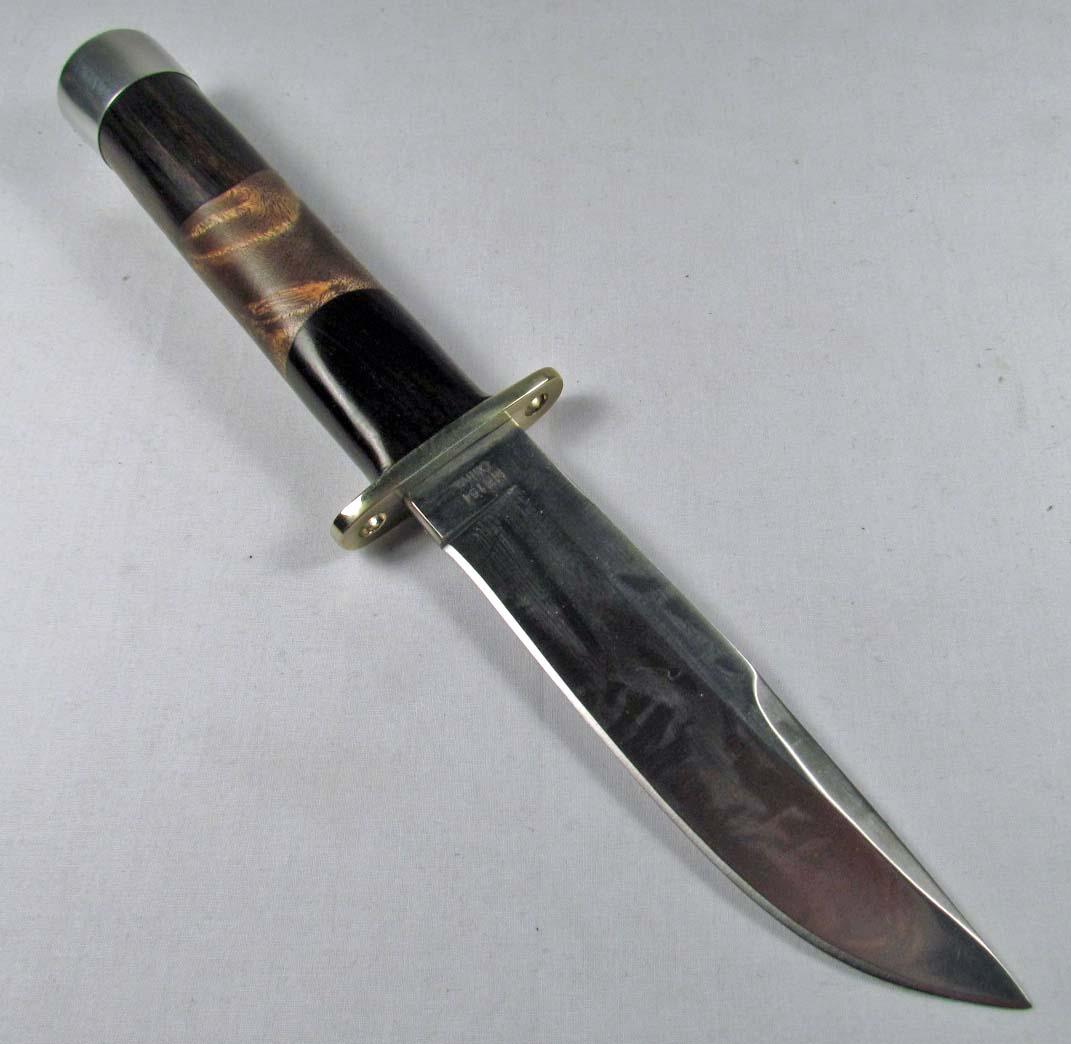 MARBLES TOP HAT HUNTING KNIFE W/ 2 TONE BURL WOOD