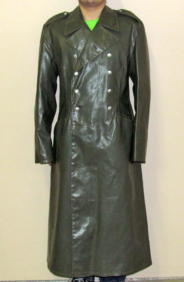 WW2 GERMAN NAZI LEATHER OVERCOAT - Inside stamped