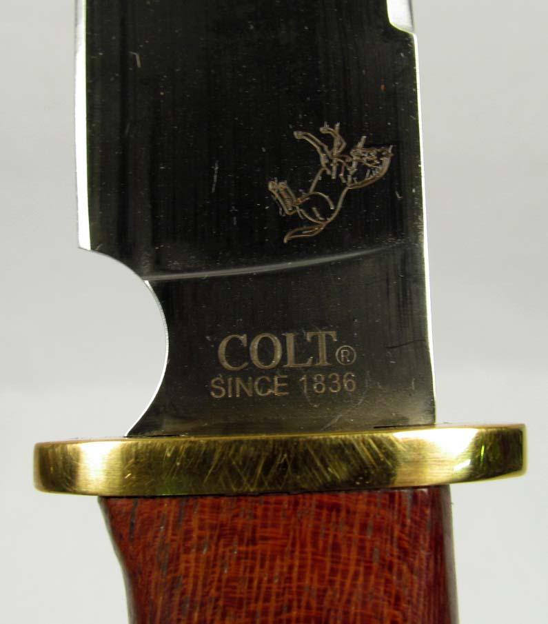 COLT HUNTING KNIFE W/ LASER ARTWORK ON HANDLE, SHE