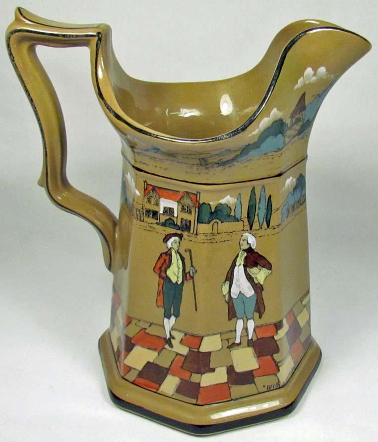 1908 BUFFALO POTTERY DELDARE PITCHER - THE VICAR