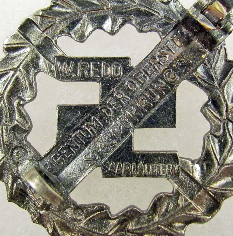 WW2 GERMAN NAZI BADGE - PINBACK - Marked on back W