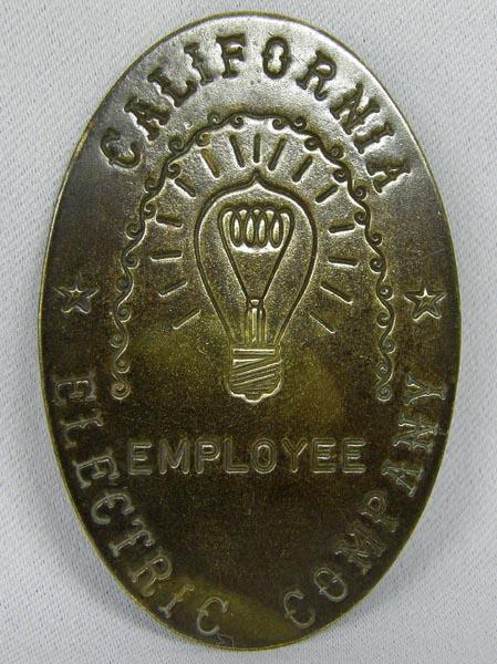 Brass California Electric Company Employee Pin