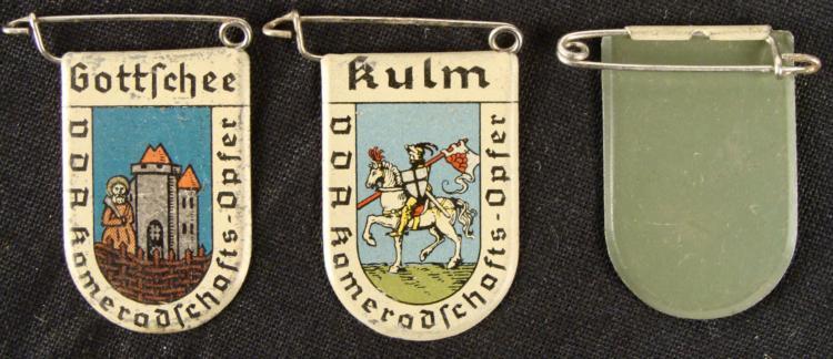 SET OF NAZI WWII METAL CITY AND TOWN NAMED CRESTS -ORIG