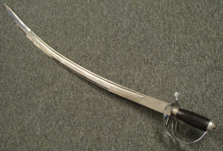 VINTAGE INDIA SHAMSHIR SWORD.CURVED BLADE W/WOOD GRIP