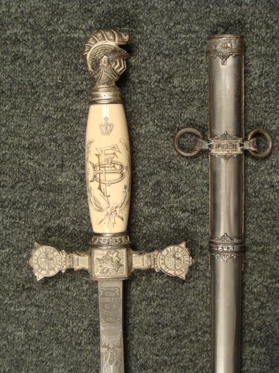 VINTAGE ORNATE KNIGHTS TEMPLAR SWORD-DOUBLE ENGRAVED