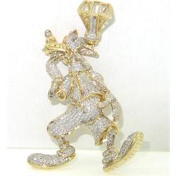 10K Yellow Gold Diamond Goofy Pendant