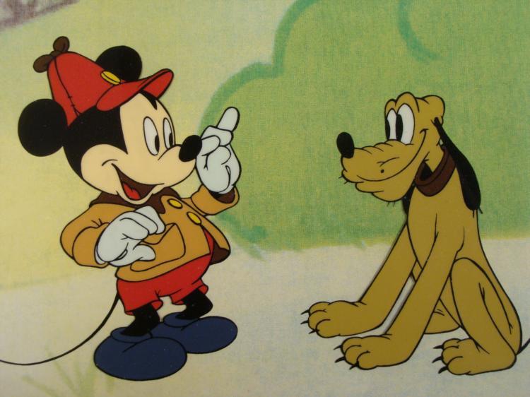 Mickey Mouse Pluto Pointer Ltd Ed Sericel w/COA Disney