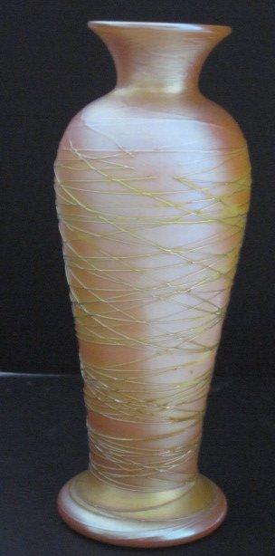 Threaded lustre art glass vase