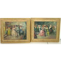 Pair oil paintings on canvas signed Franco Rocco