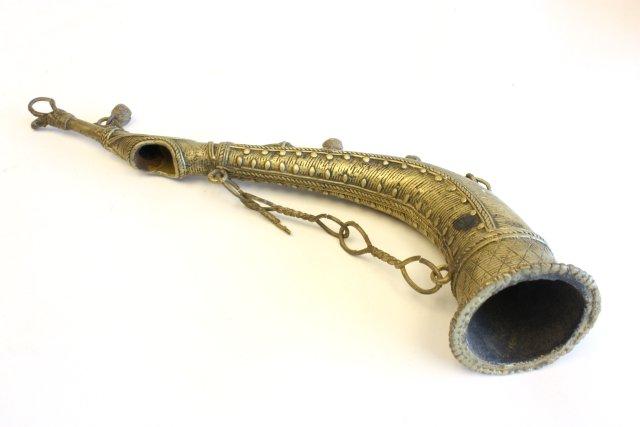 Indian Aboriginal Art bronze ceremonial horn