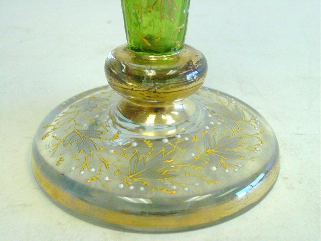 Victorian Green Glass Fluted Vase