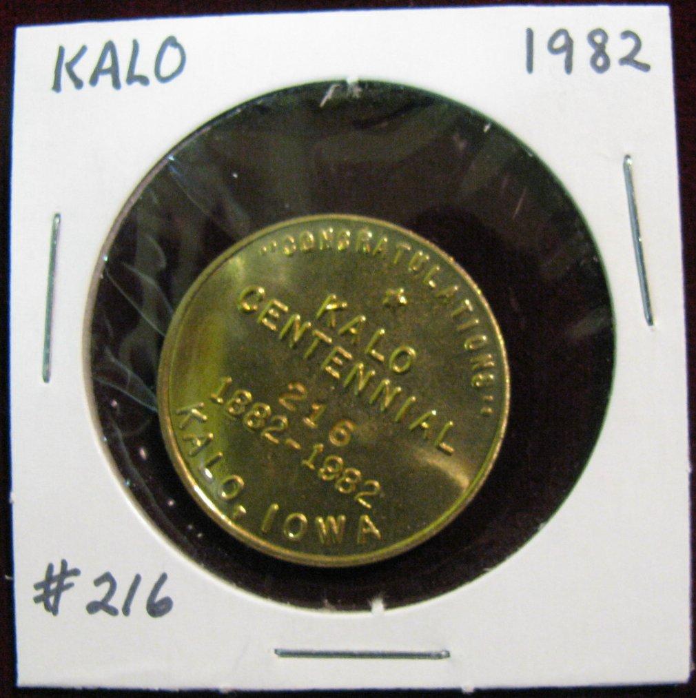 1106. 1982 Kalo, Iowa Centennial Medal Brass.
