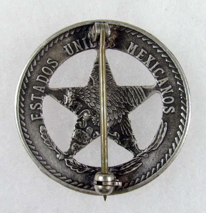 OLD WEST US MARSHAL SILVER MEXICAN PESO LAW BADGE