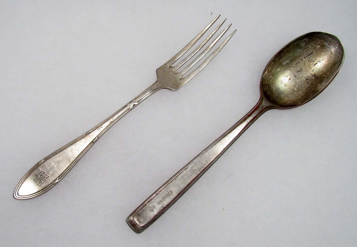 WW2 GERMAN NAZI WAFFEN SS SOUP SPOON AND SS FORK
