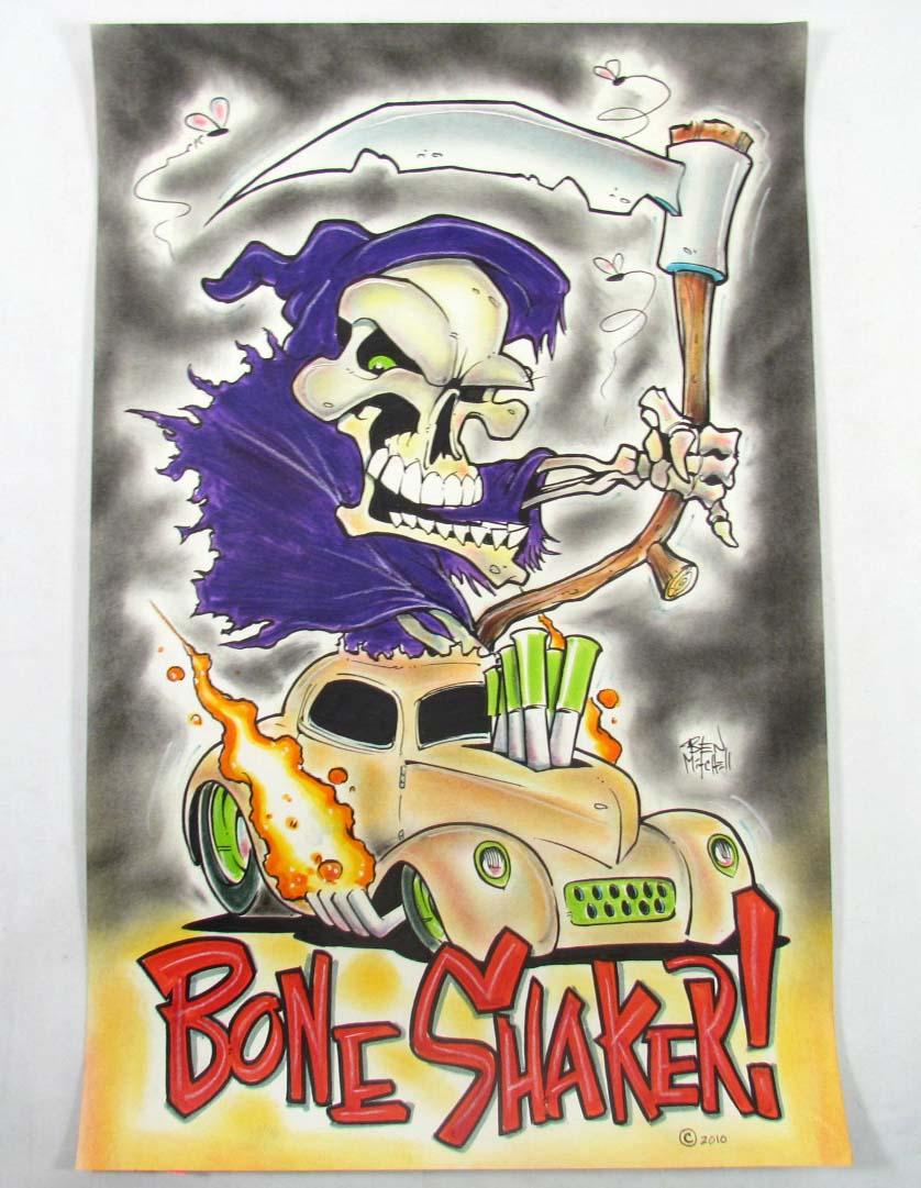 ORIGINAL WEREWOLF HOT ROD AIRBRUSH PAINTING BY BEN