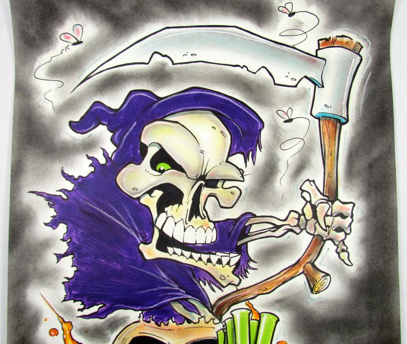 ORIGINAL WEREWOLF HOT ROD AIRBRUSH PAINTING BY BEN