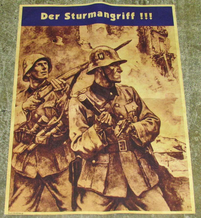 WW2 GERMAN NAZI POSTER PROMOTING SS TROOPS - Appro