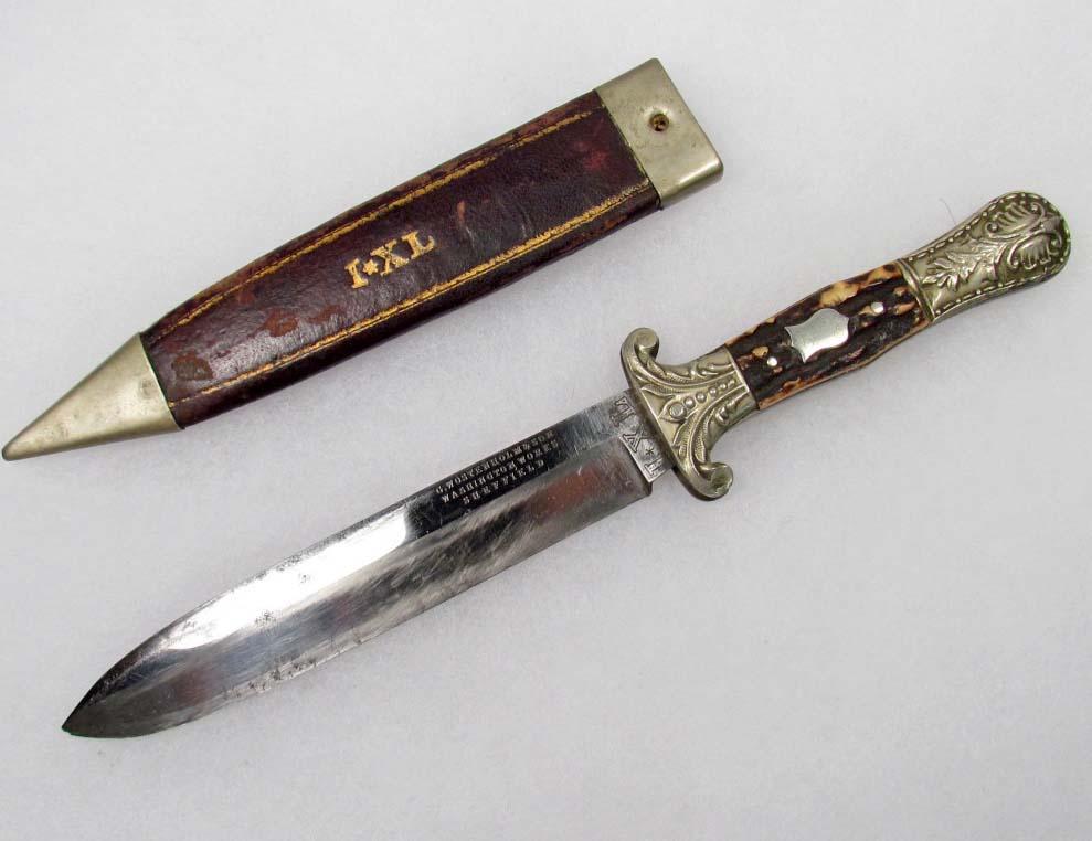 RARE ANTIQUE IXL SPEAR TIP BOWIE KNIFE W/ SHEATH