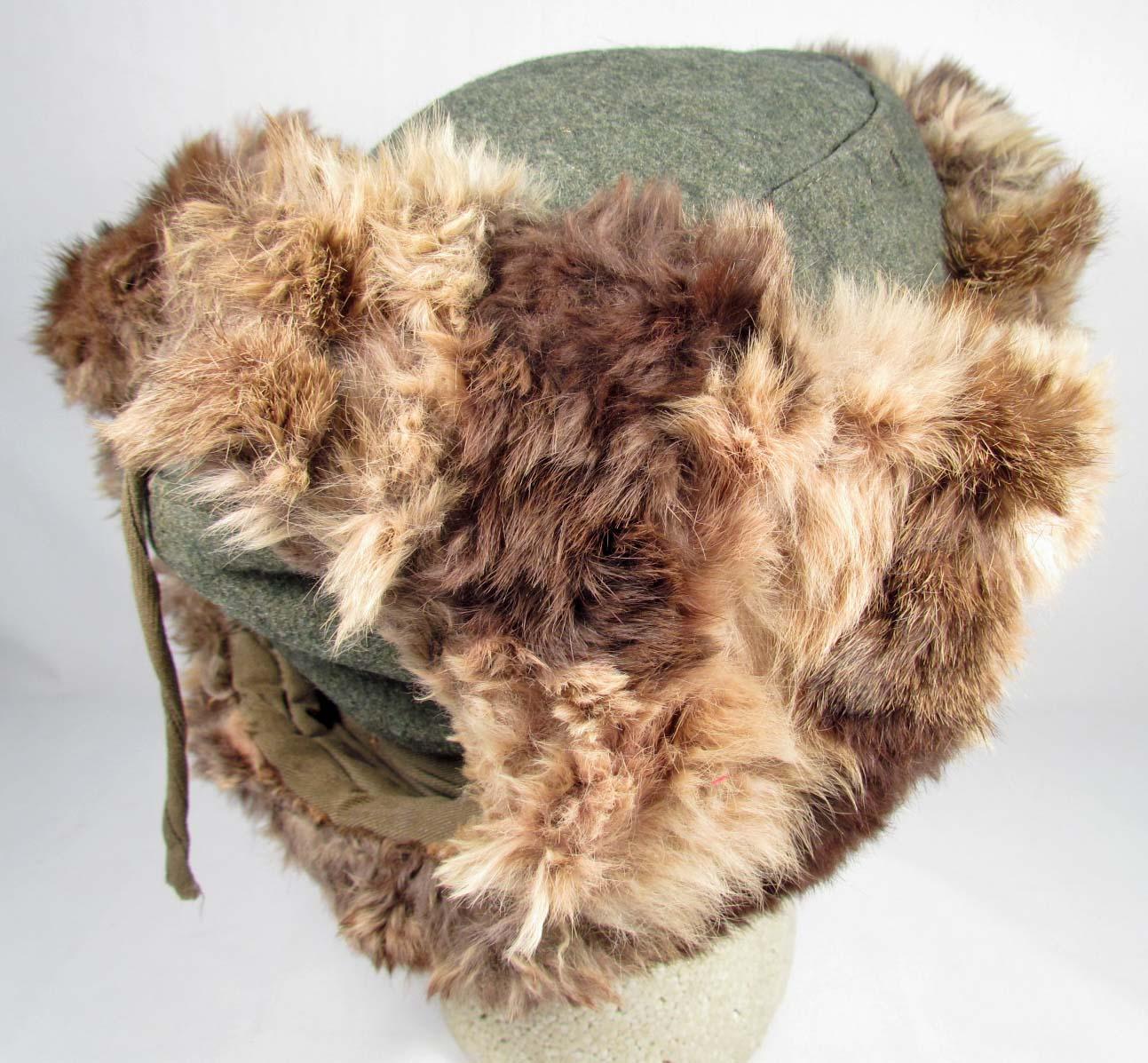 RARE WW2 GERMAN NAZI SS FUR LINED WINTER CAP - Ins