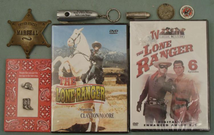 8 Lone Ranger Items Badge Bullet Lucky Piece DVD Pin