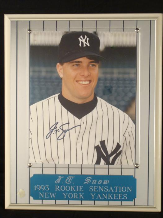 J.T. Snow Signed NY Yankees Photo on Plaque 1993 COA