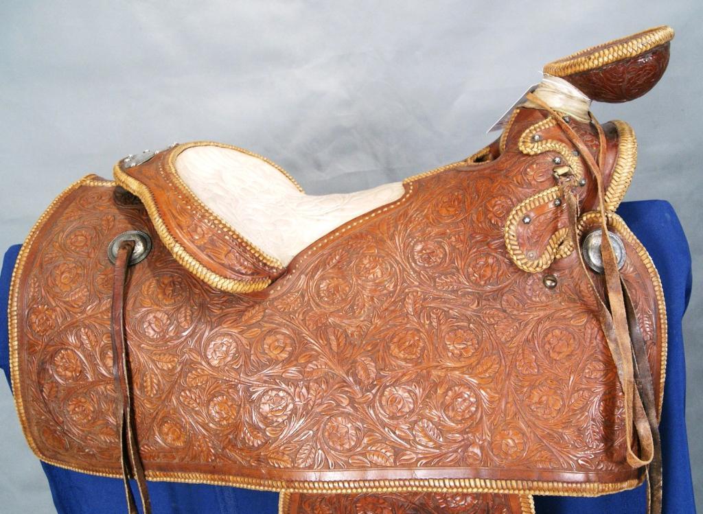 Gene Sisco beautifully tooled California saddle Rose pattern carved and ...