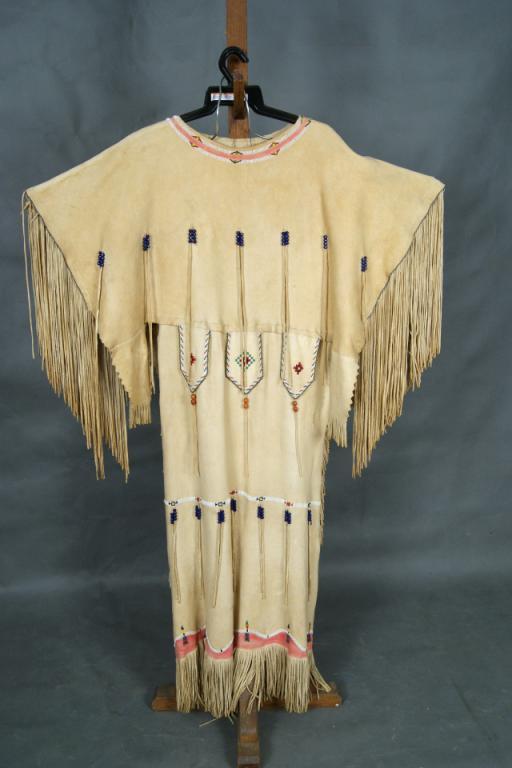 Apache ceremonial hide beaded dress ca 1920