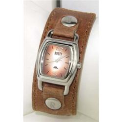 Roots Stainless Steel Leather Strap Watch