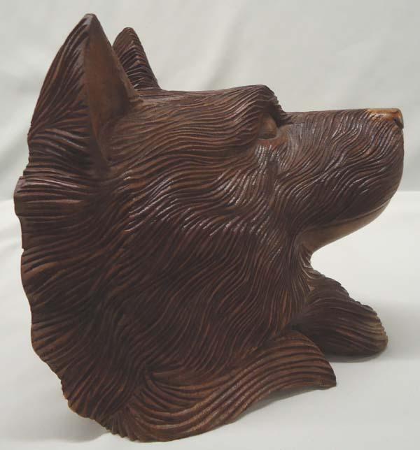 Carved Wooden Wolf Sculpture