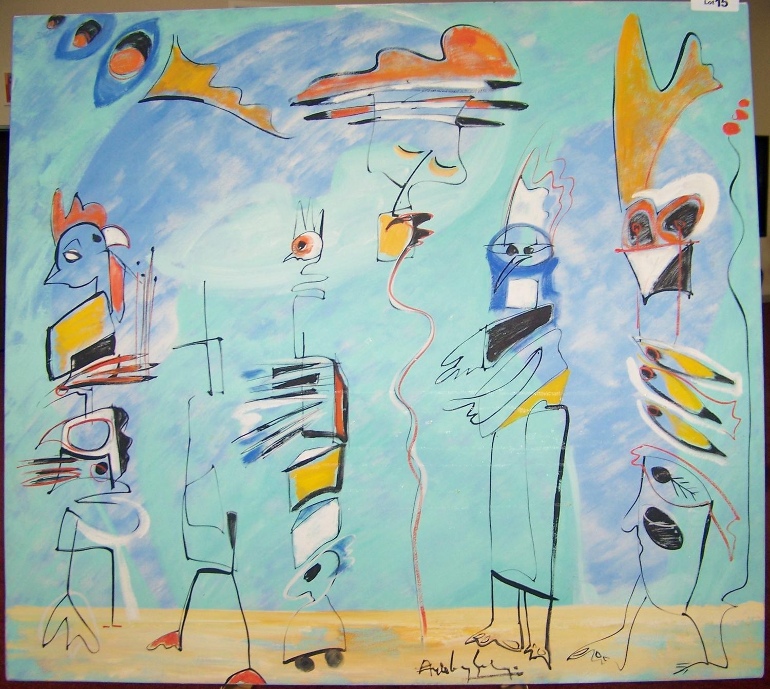 Arie Van Selm original painting 36T X 40 W signed lower mid portion ...